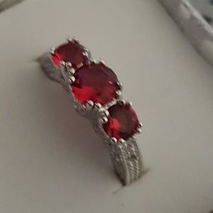 Jewelry | Womens Ruby Diamond Cz 14k White Gold Ring | Poshmark